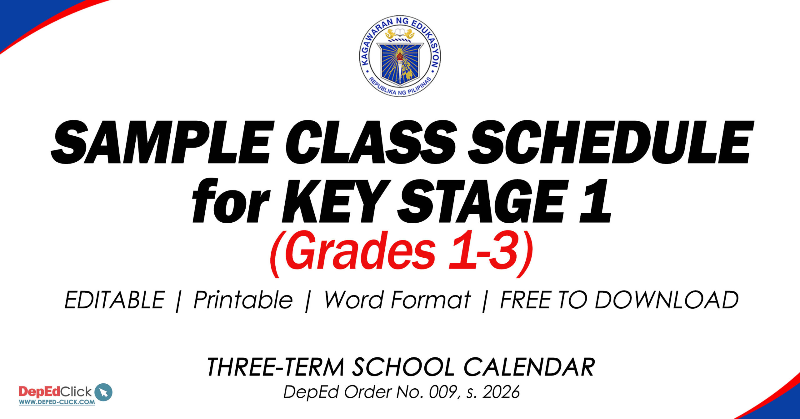 Class Program for Key Stage 1 under the Three-Term School Calendar ...