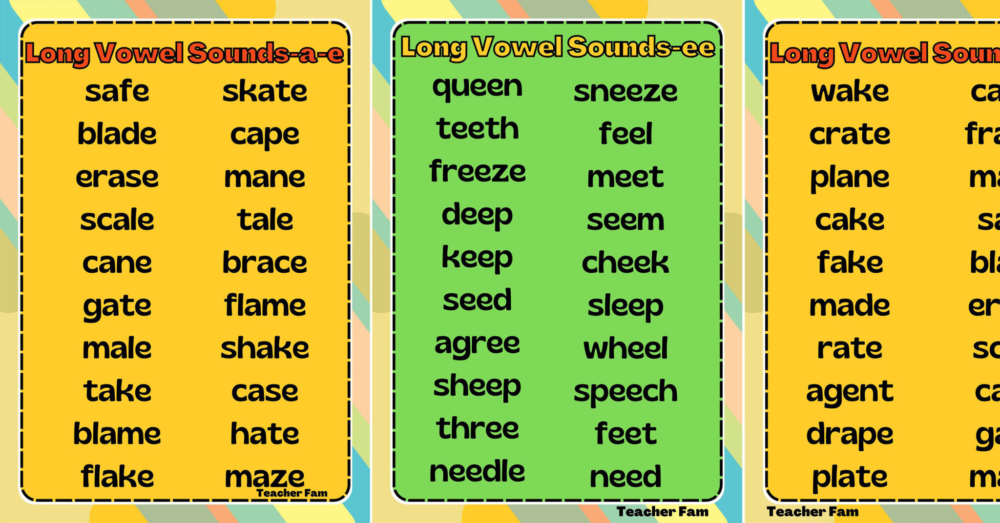 Long Vowel Word Lists for Kids: Easy Printable Reading Materials for ...