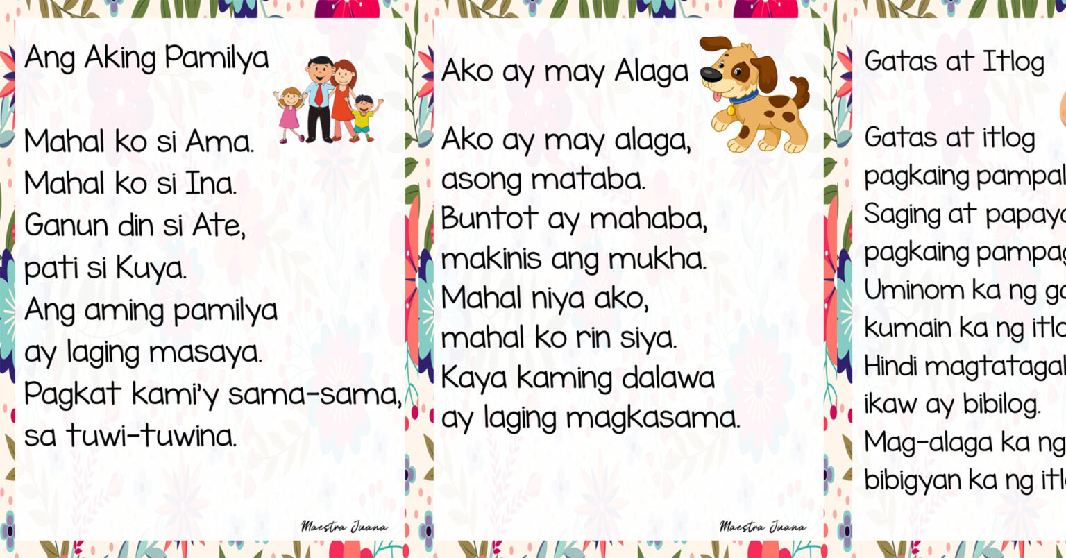 Mga Tulang Pambata: Printable Filipino Reading Materials for Early ...