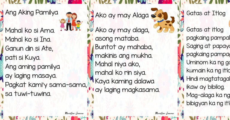 Mga Tulang Pambata: Printable Filipino Reading Materials for Early ...