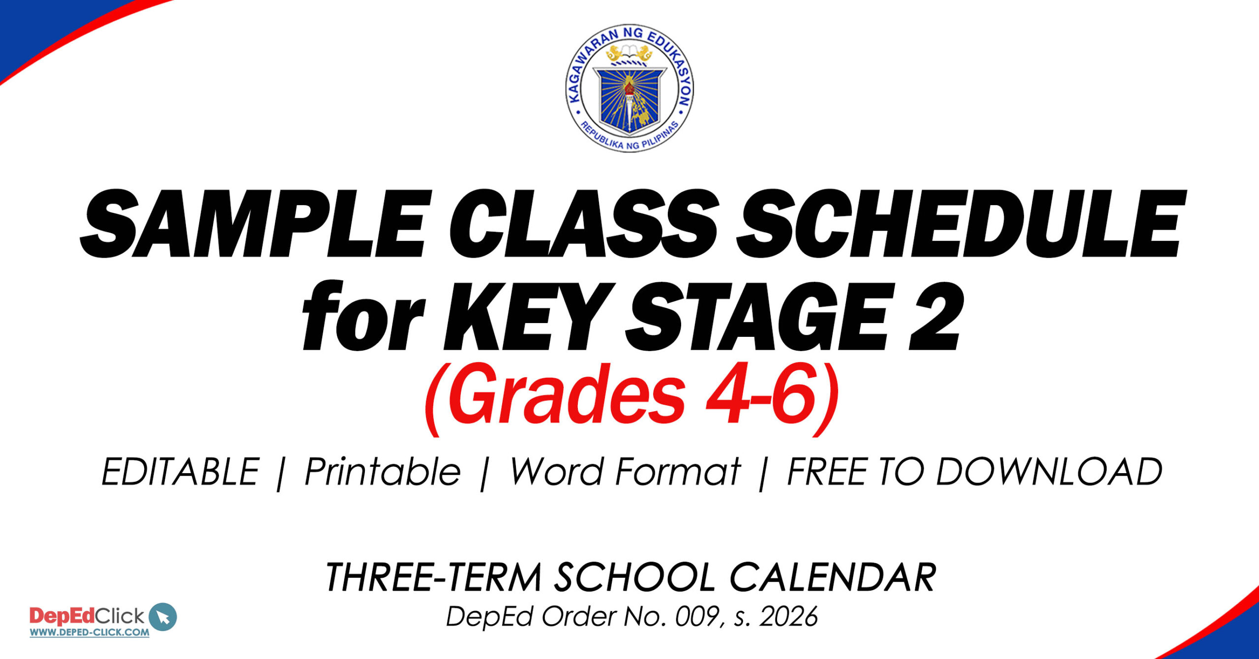Class Program for Key Stage 2 (Grades 4-6) in the Three-Term School ...