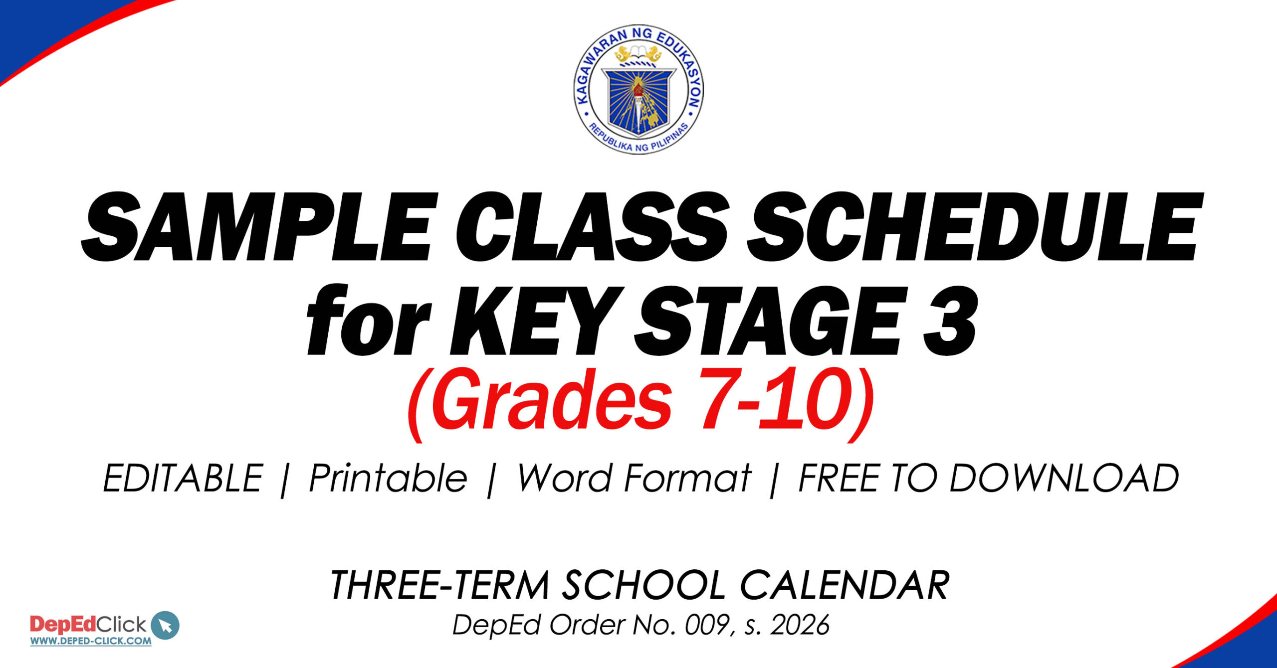 Class Program for Key Stage 3 (Grades 7-10) in the Three-Term School ...