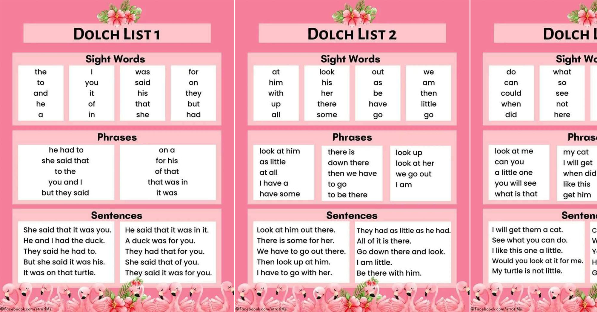 Dolch Sight Words Reading Materials: Words, Phrases, and Sentences for ...
