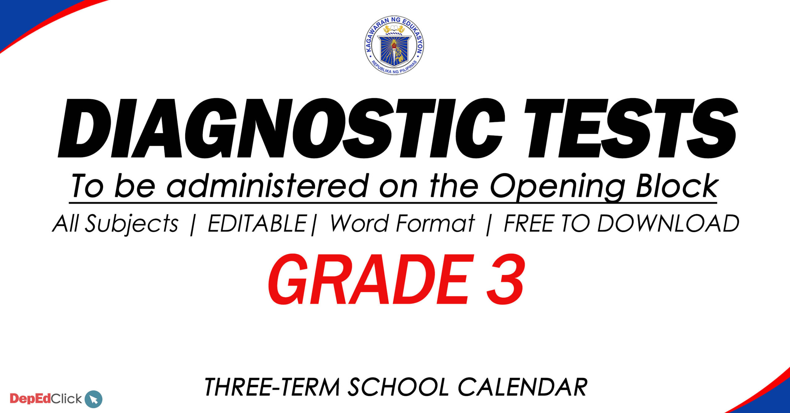 Diagnostic Tests for Grade 3 Aligned with DepEd Learning Competencies ...